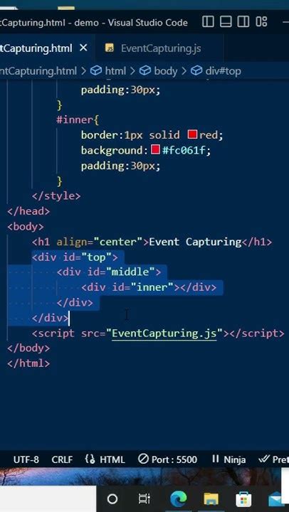 event capturing in javascript shorts javascript ezycode youtube