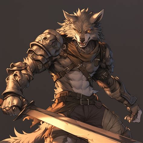Anthropomorphic Wolf Warrior Furry Art Style Fanart