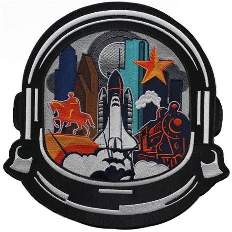 H Town Skyline Astronaut Helmet Patch Rocket Train Star Embroidered