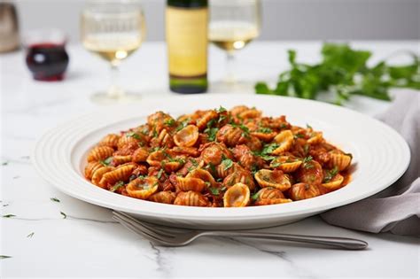 Shell Shaped Pasta Plate Premium Ai Generated Image