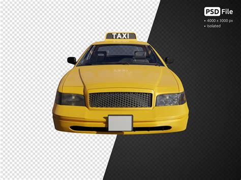 Premium Psd Taxi Cab Front View Isolated 3d Render
