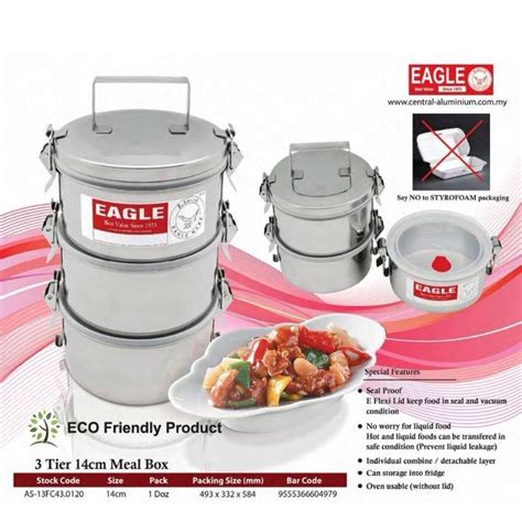 Meal Box Food Container Carrier Food Mangkuk Tingkat Stainless Steel Eagle 4tier Food Cover