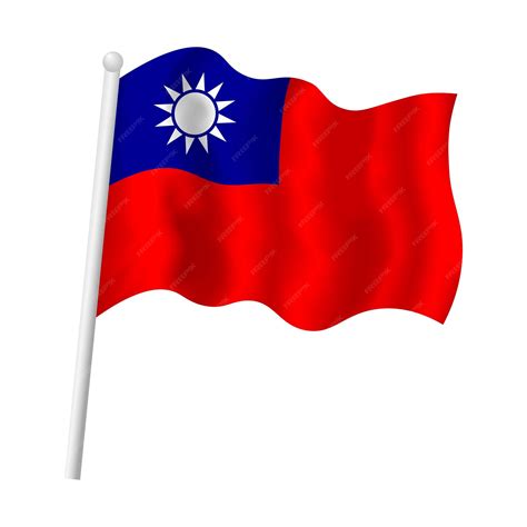 Premium Vector Taiwan Flag On Flagpole Waving In Wind Vector Isolated