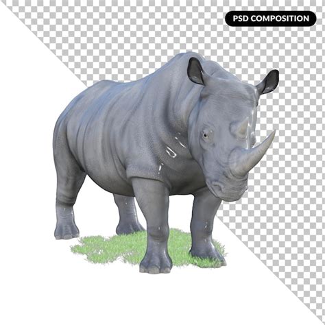 3d Rhinoceros Illustration Rendering Premium Psd
