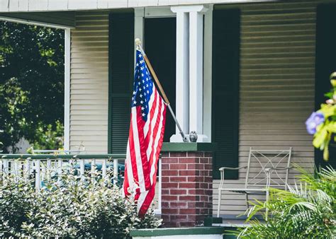 American Flag On Porch