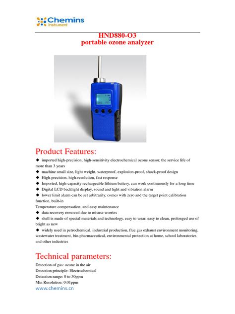 Hnd880 O3 Portable Ozone Analyzer Pdf