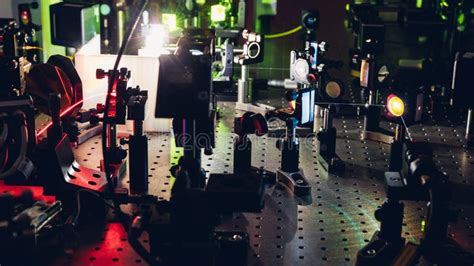 Experiment With Laser Device In Optical Laboratory Experiment In Optic
