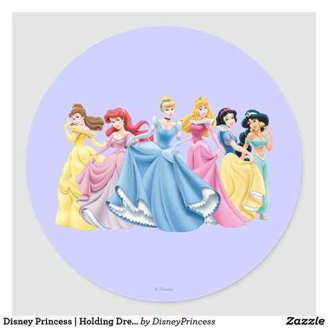 Disney Princess Holding Dresses Out Classic Round Sticker Disney Princess Aurora Disney