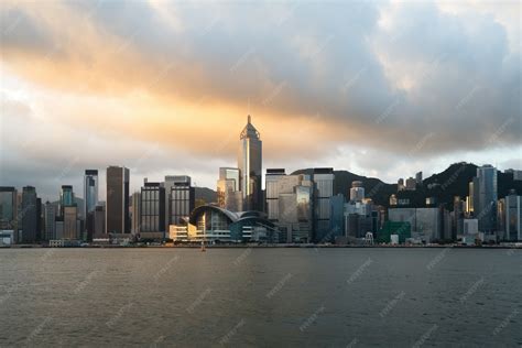 Premium Photo Hong Kong Skyline With Sunlight In The Morning Over