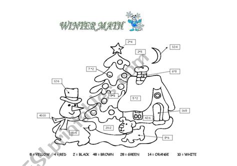 Winter Math Coloring Activity Esl Worksheet By Branchy