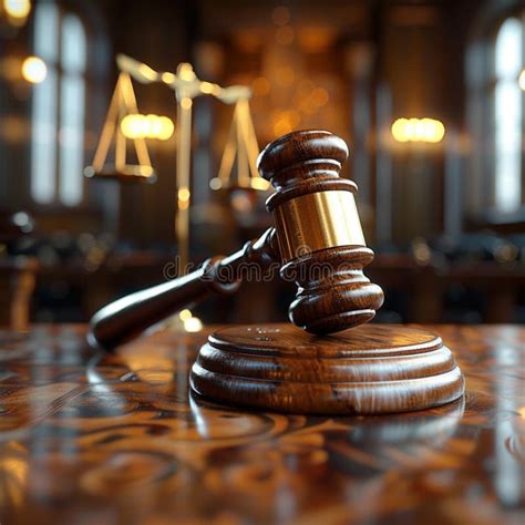 Courtroom Drama Gavel And Justice Scale Stock Illustration