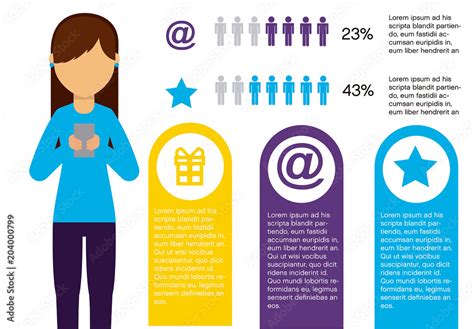 Colorful Mobile Usage Female Character Infographic Template Stock Template Adobe Stock