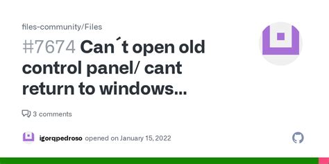 Can´t Open Old Control Panel Cant Return To Windows Explorer · Issue