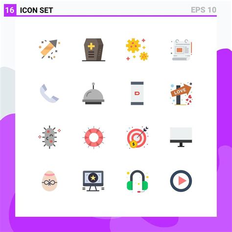 Set Of 16 Modern Ui Icons Symbols Signs For Alarm Ring Space Phone