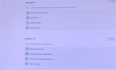 Solved Question 9 The Wizard Separates The Values In A Text