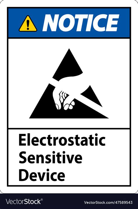 Notice Electrostatic Sensitive Device Sign Vector Image