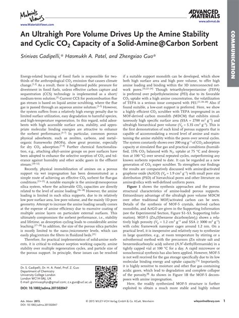 Pdf Carbon Capture An Ultrahigh Pore Volume Drives Up The Amine