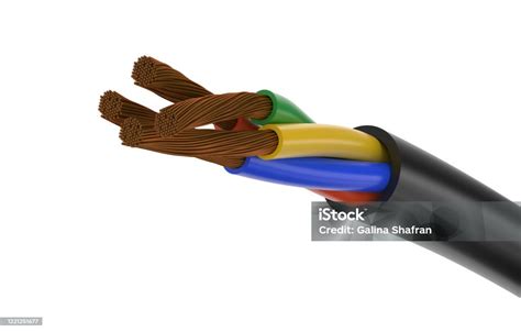 흰색 배경 3d 렌더링의 케이블 전력 케이블에 대한 스톡 사진 및 기타 이미지 전력 케이블 송전선 케이블 Istock