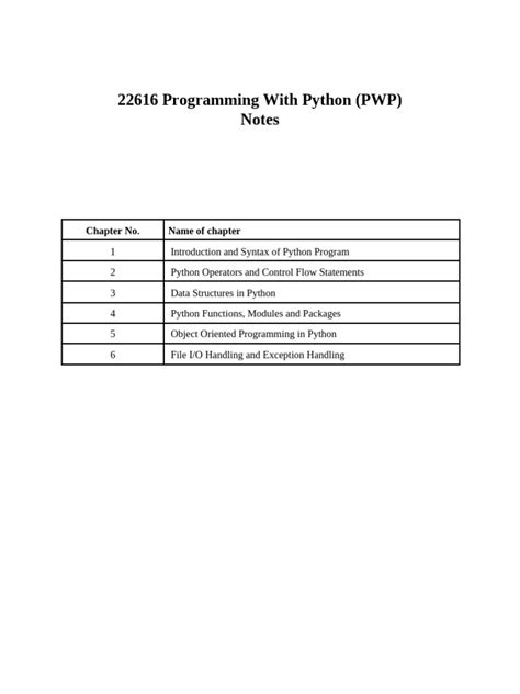 Pwp Notes Chapter Wise Pdf Control Flow Parameter Computer