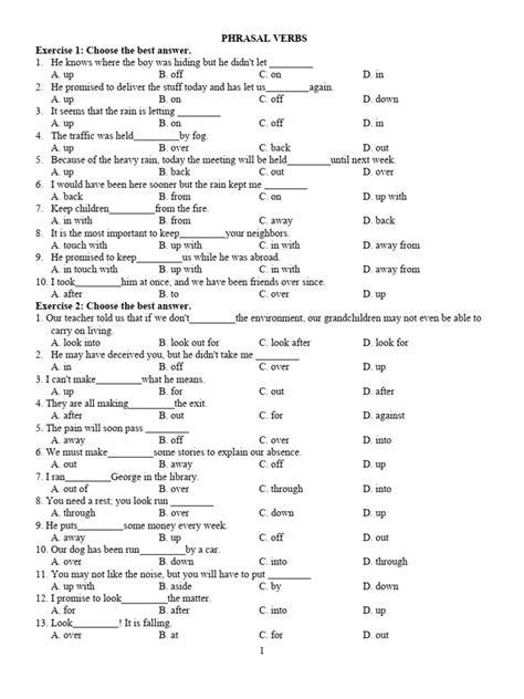 Phrasal Verbs Exercise Pdf