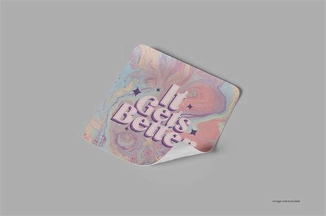 Premium Psd Square Sticker Mockup