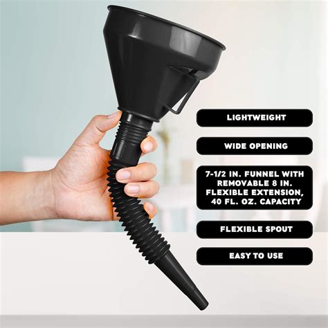 Automotive Car Oil Funnel Fuel Funnel Wide Mouth Fuel Funnel With Long