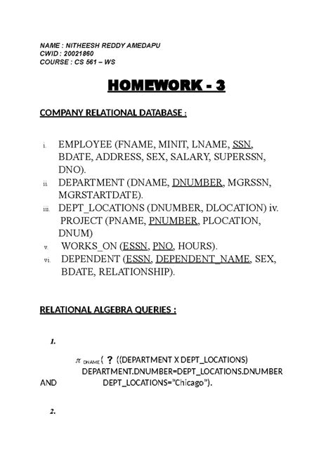 Dhruvin Its Database Management Assignment 1 Cs 442561 Page 1 Of