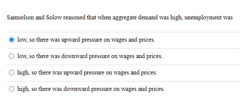 Solved Samuelson And Solow Reasoned That When Aggregate