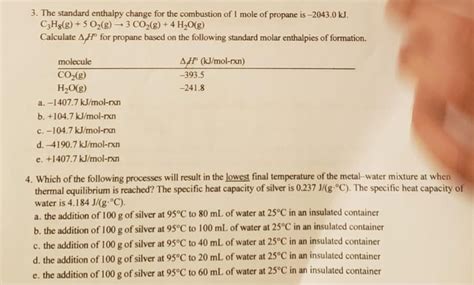 Solved The Standard Enthalpy Change For The Combustion Of Chegg