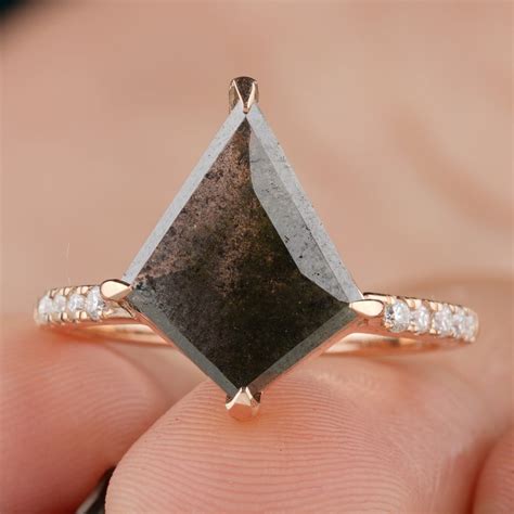 Modern Kite Cut Salt And Pepper Diamond Wedding Ring Eurekalook