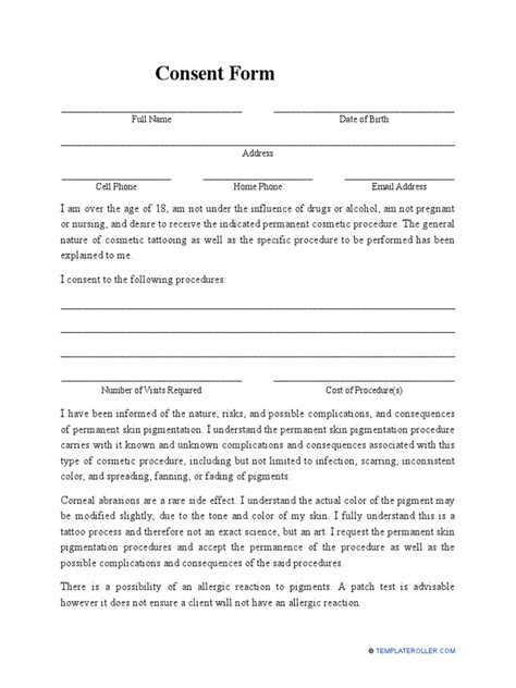 Main Microblading Consent Form Pdf Tattoo Clinical Medicine