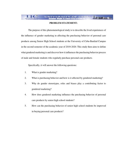 Group 8 Revised Problem Statement And Introduction Pdf Gender Role