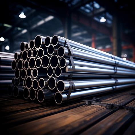 Premium Photo Steel Pipe Stack In Warehouse
