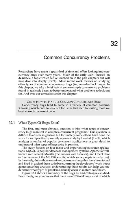 Threads Bugs Operating Systems Common Concurrency Problems