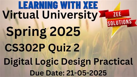 Cs302p Digital Logic Design Practical Quiz 2 Spring 2025 Virtual