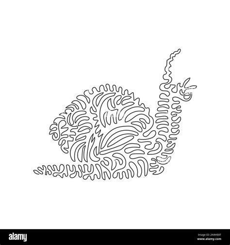Single Curly One Line Drawing Of Cute Snail Abstract Art Continuous Line Drawing Graphic Design