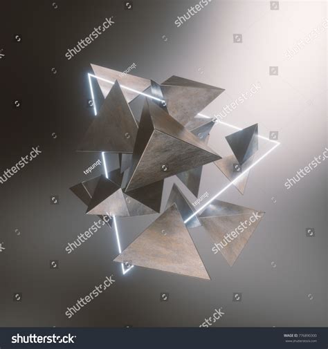 3d Rendering Metallic Geometric Shapes Floating Stock Illustration 776890300 Shutterstock