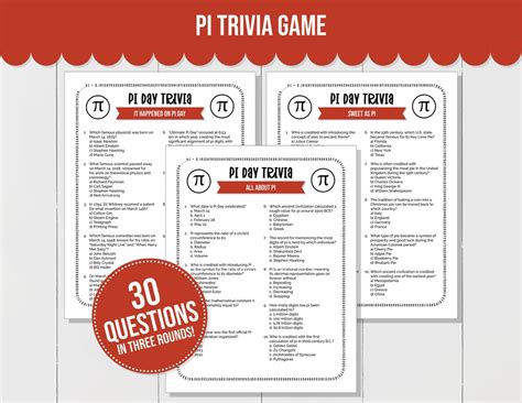 Pi Day Trivia Game For Pi Day Classroom Celebration Fun Pi Day Classroom Game Printable Pub