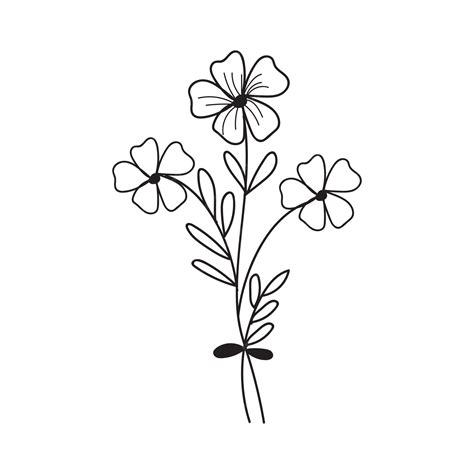 Eine Schwarz Weiß Zeichnung Von Drei Blumen Premium Vektor