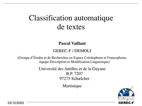 Ppt Classification Automatique De Textes Powerpoint Presentation