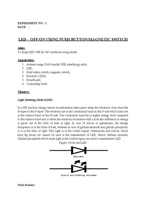 Assistive Technology Lab Record EXPERIMENT NO DATE LED OFF ON USING PUSH BUTTON