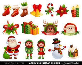 Christmas Clipart Set Santa Clipart Christmas Clip Art Christmas Vector