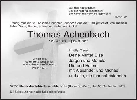 Traueranzeigen Von Thomas Achenbach 57trauer De