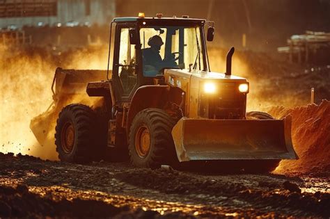 A Grader Working At Construction Site Premium Ai Generated Image