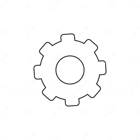 Outlined Black Gear Symbol Representing Settings Configuration Or Technical Optimization Stock