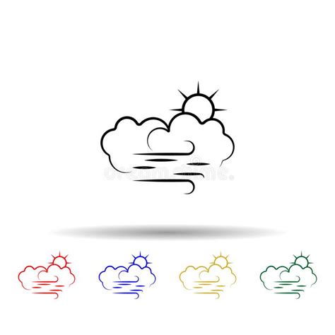 Cloud Sun Wind Multi Color Icon Simple Thin Line Outline Vector Of Weather Icons For Ui And