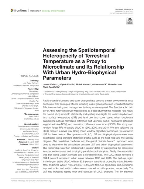 Pdf Assessing The Spatiotemporal Heterogeneity Of Terrestrial Temperature As A Proxy To