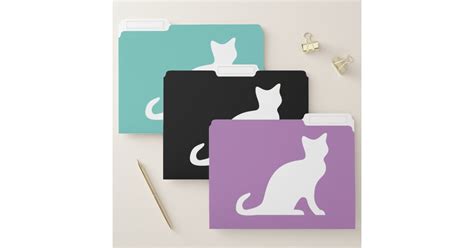 Custom File Folders With Cute Cat Silhouette Zazzle