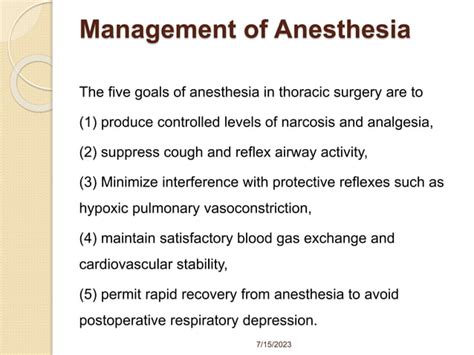 Anesthesia For Thoracic Surgery 2pptx