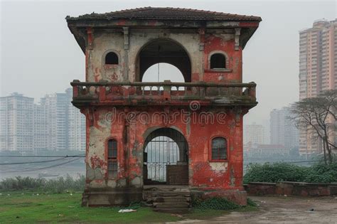 Construction Workers Installing Metal Framework On Rooftop For